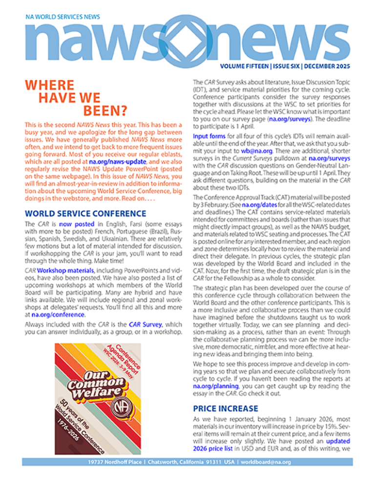 NAWS News - Narcotics Anonymous World Services